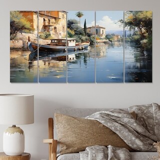 Designart "Beige Canal Impressionistic Canal Loose" Canals Multipanel ...