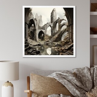 Designart "Analytic Drawing Of Building Ruins" Ruins Framed Wall Decor ...