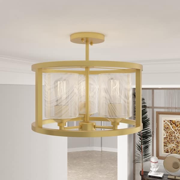 Acroma 3-Light Milk Glass Semi Flush Mount - Bed Bath & Beyond - 38973537