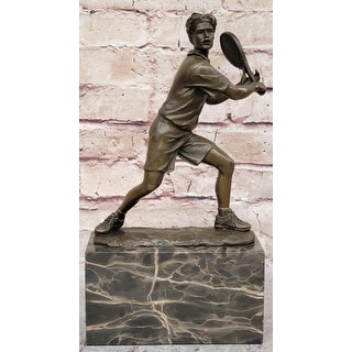 Hand Crafted Tennis Ball Player Bronze Sculpture Origin Figurine Art ...
