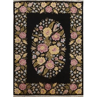 Vegetable Dye Aubusson Wool/ Silk Area Rug Hand-knotted Bedroom Carpet ...