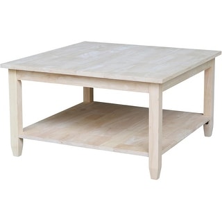 Square Coffee Table, Solid Parawood, 32" x 32" x 18", with Shelf ...
