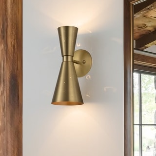 2-Light Mid-Century Modern Double Cone Pinhole Hourglass Wall Sconces Light - On Sale - Bed Bath ...