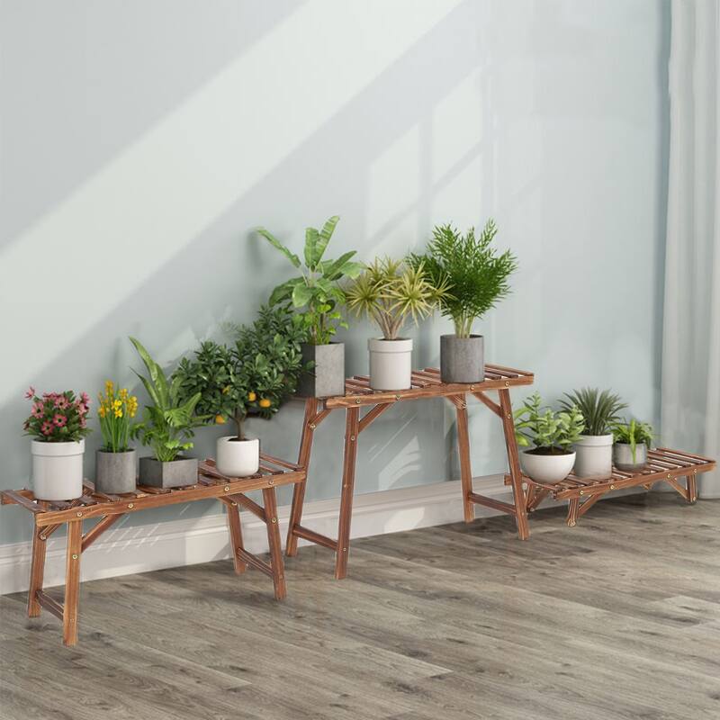 3 Tier Wood Plant Display Rack Bench Design Flower Hold Display Shelf ...