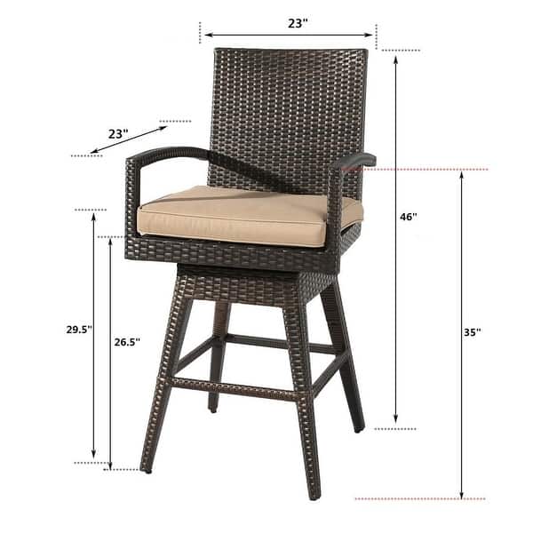 Outdoor Bar Height Stools, All-Weather Swivel Bar Stool with Cushion ...