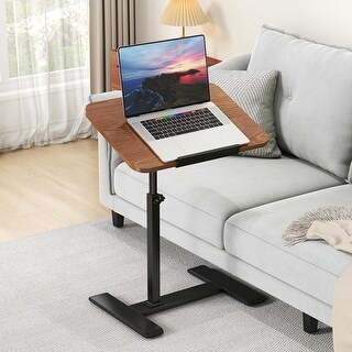 Adjustable Height C-Shaped Side Table with 360° Swivel Top & Hidden ...