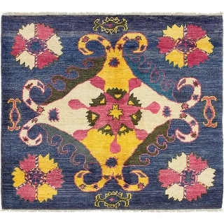 ECARPETGALLERY Hand-knotted Shalimar Navy Blue Wool Rug - 5'1 x 4'10 ...