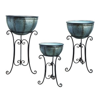 Transpac Metal 36" Silver Spring French Riviera Standing Containers Set ...