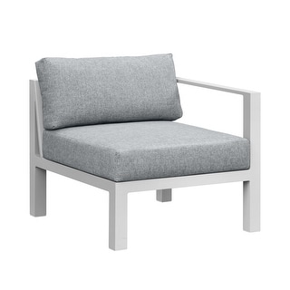 Nash Outdoor Aluminum Right Arm Chair with Cushions, Buff - Bed Bath ...