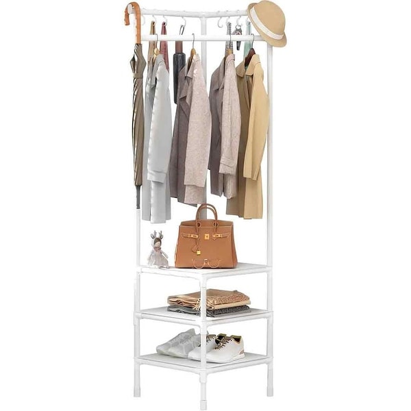Corner coat rack with storage,corner hall tree,metal corner clothes ...