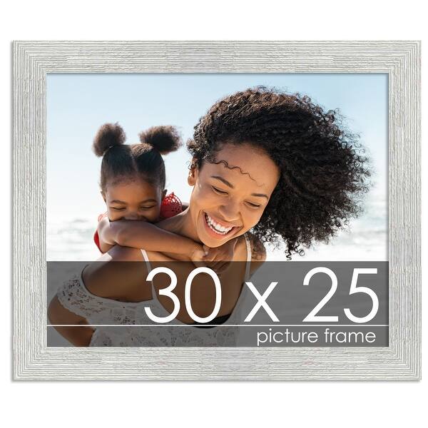 30x25 Distressed/Aged White Washed Complete Wood Picture Frame with UV ...