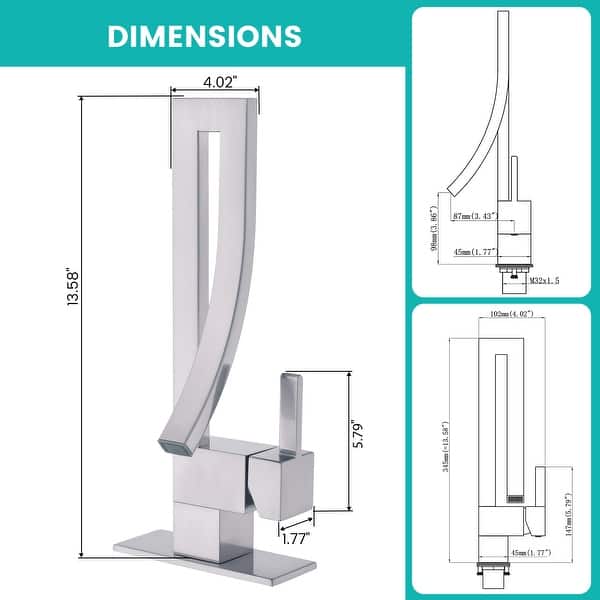 Rbrohant Modern Creative Design Vessel Bathroom Faucet, 1-Hole Bathroom ...