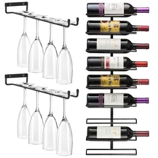 Sorbus Wall Mount Wine Rack Under Cabinet Wine Glass Holder - Set with ...