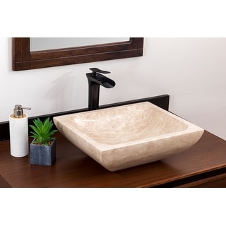 Natural Stone Vessel Bathroom Sink - Rectangular Stone Sink - Bed Bath ...