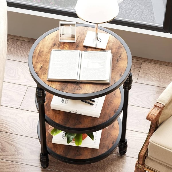 Rustic 3-Tier End Table with Storage Shelf - On Sale - Bed Bath ...