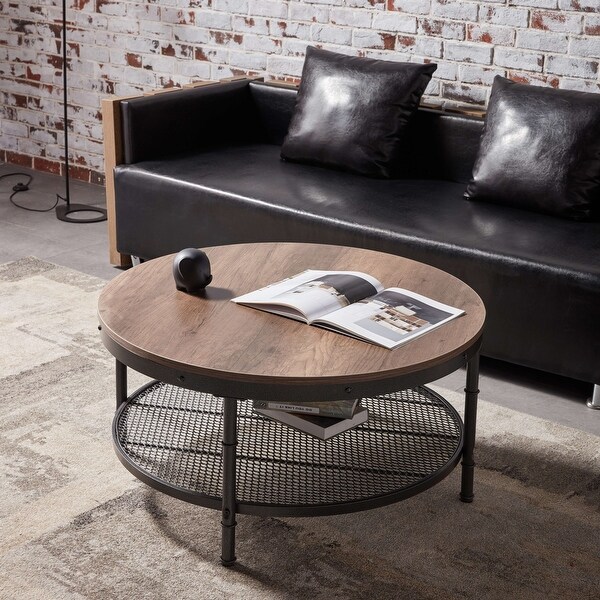 Round Coffee Table Metal Frame Legs Sofa Table with Storage Open Shelf Bed Bath Beyond 35218209