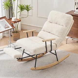 Rocking Chair, Modern Gliding Chair with Retractable Footrest, Teddy ...