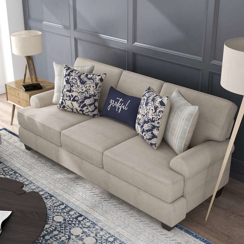 Chestnut Transitional Ivory Chenille Upholstered Sofa by Furniture of ...