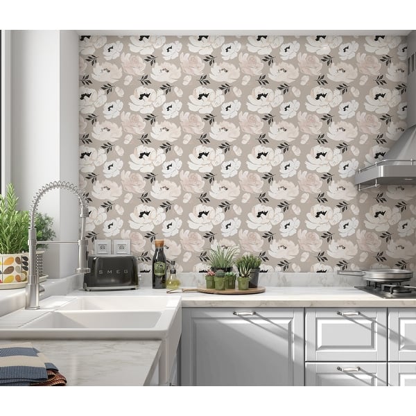 LOUELLA TAUPE Peel and Stick Wallpaper By Kavka Designs - 2' x 16 ...