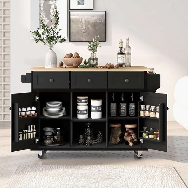 53-inch Width Kitchen Island with Drop-Leaf Countertop - Bed Bath ...
