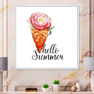 Designart "Hello Summer Ice Cream Flower" Tropical Framed Canvas ...