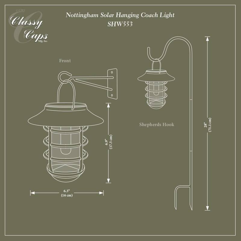 Classy Caps Black Nottingham Solar Hanging Coach Light (Set of 2) - On ...