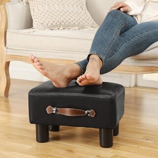 Comfort Foot Rest Stool,Black Quality Leather - Black - Bed Bath ...