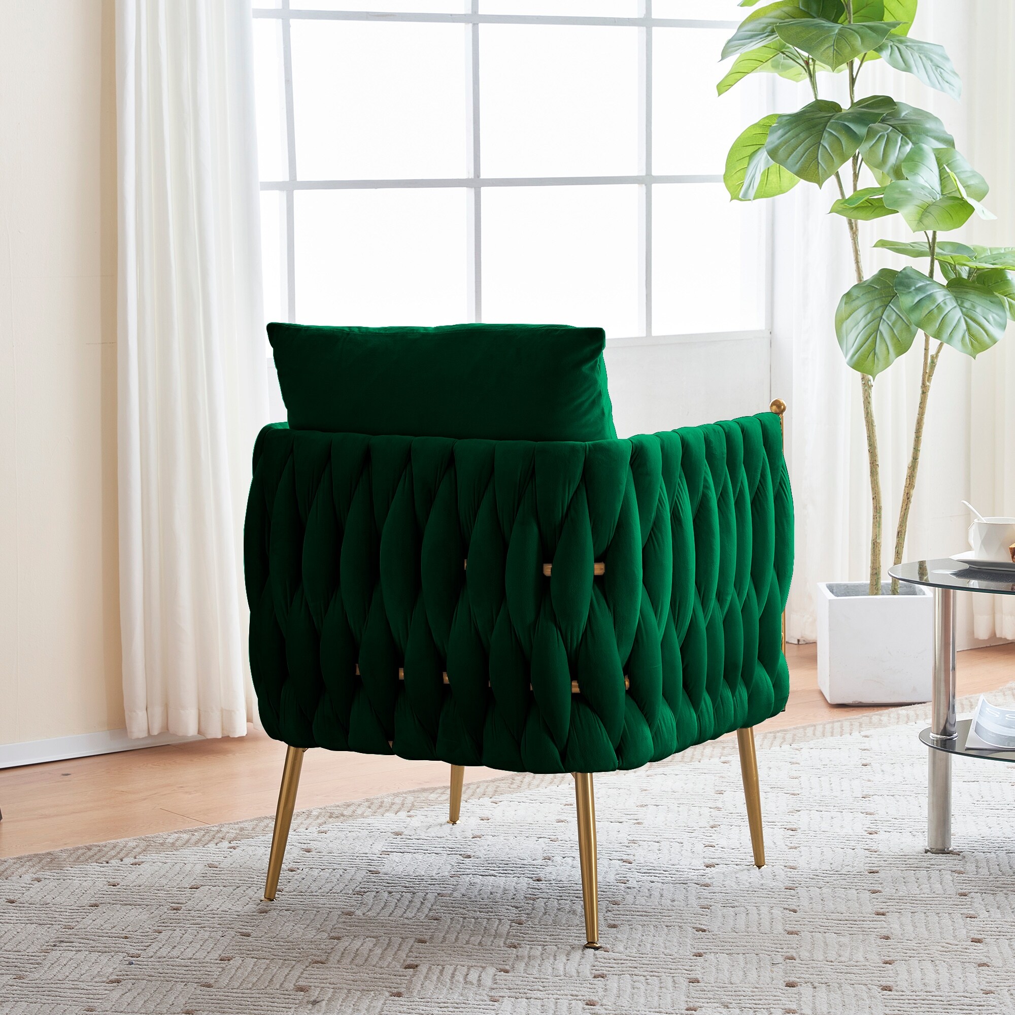 Modern Comfy Handmade Bucket Woven Velvet Single Sofa Chair Bed Bath Beyond 40366248