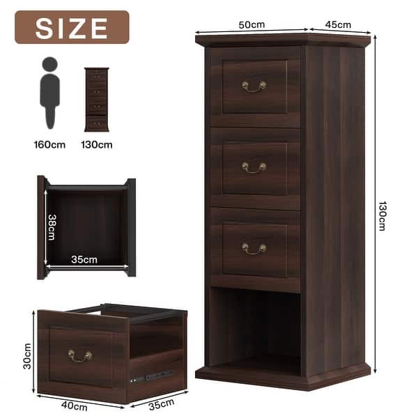4-Drawer Wood Vertical File Filing Cabinet with Removable Hanging Rod ...
