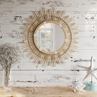 Soleil Round Boho Wall Mirror - 31.5"H x 31.5"W x 0.5"D - On Sale - Bed ...