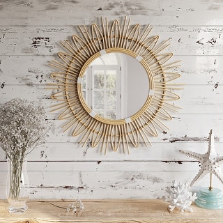 Soleil Round Boho Wall Mirror - 31.5"H x 31.5"W x 0.5"D - On Sale - Bed ...