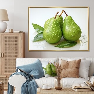 Designart "Fruit Pear Green Pointillism I" Food & Beverage Framed Wall ...