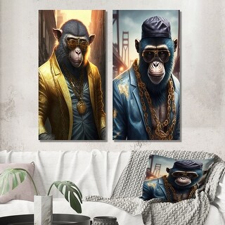 Designart "Monkey Gangster In NYC" Monkey Gangster Mafia Wall Art Set ...