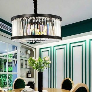 8 Lights 2-Tier Vintage Crystal Chandelier Dimmable LED Ceiling Light ...