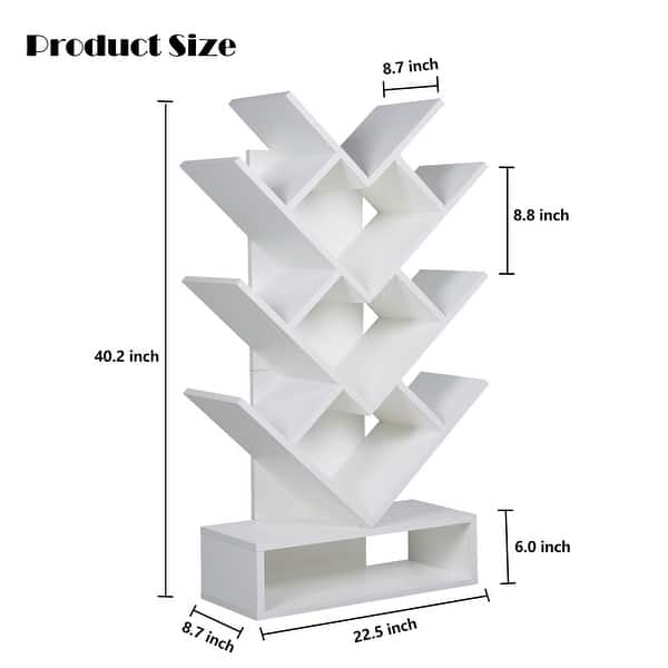 White Tree Bookshelf 5 Shelf Tree Bookcase Small Wood Standing Book ...