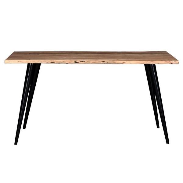 Sal 48 Inch Dining Table, Acacia Wood, Live Edges, Natural Brown, Black ...