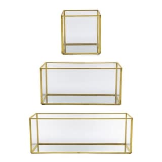 Glass Tabletop Decorative Boxes - 14" - Gold - 3ct - Bed Bath & Beyond ...
