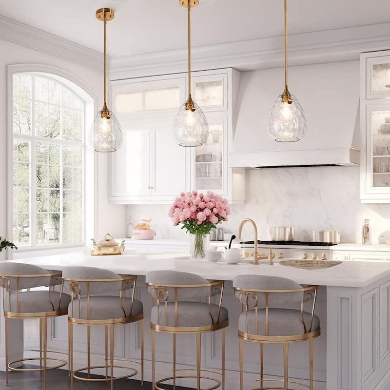 Modern 1-Light Teardrop Gold Pendant Light for Kitchen Island with ...