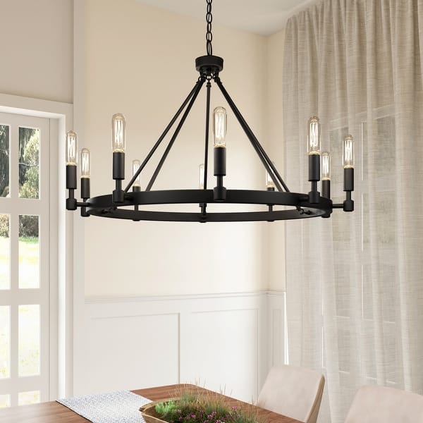 Brio Lighting Astra 10- Light Candel Style Wagon Wheel Chandelier - Bed ...