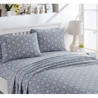 Snowflake Haze Flannel Sheet Set - Bed Bath & Beyond - 42666449
