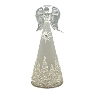 Led Lit Angel With Snowflake And Trees Design Skirt Figurine - Bed Bath ...