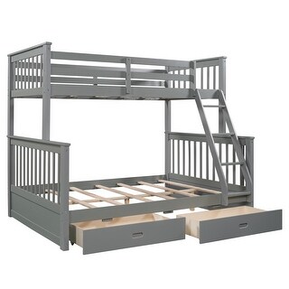 Farmhouse Vertical Slats Style Sleepover Guest Twin-Over-Full Separable ...