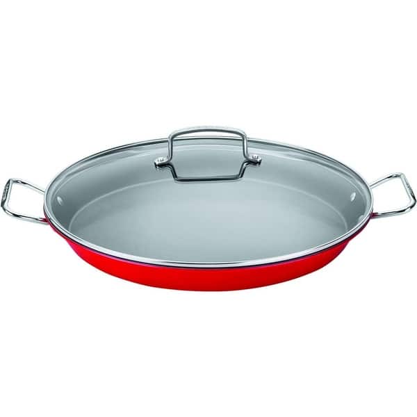 Cuisinart ASP-38CR Non-Stick Paella Pan with Glass Lid, 15", Red - Bed ...