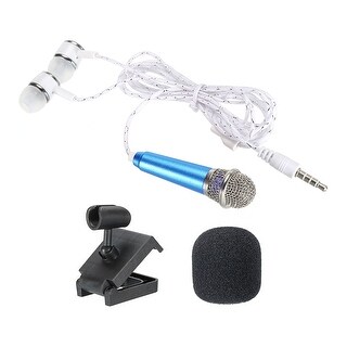 Mini Microphone Blue with Earphone, Mic Stand and Cover for Singing ...