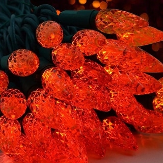 Syncfun 140 LED Orange Faceted C6 Halloween String Lights, 44.8FT Green ...