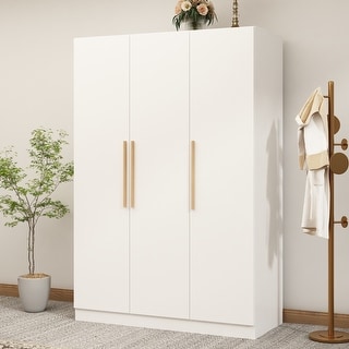 Large Wooden Wardrobe Armoire with Raised Panel Closet Storage Cabinet ...