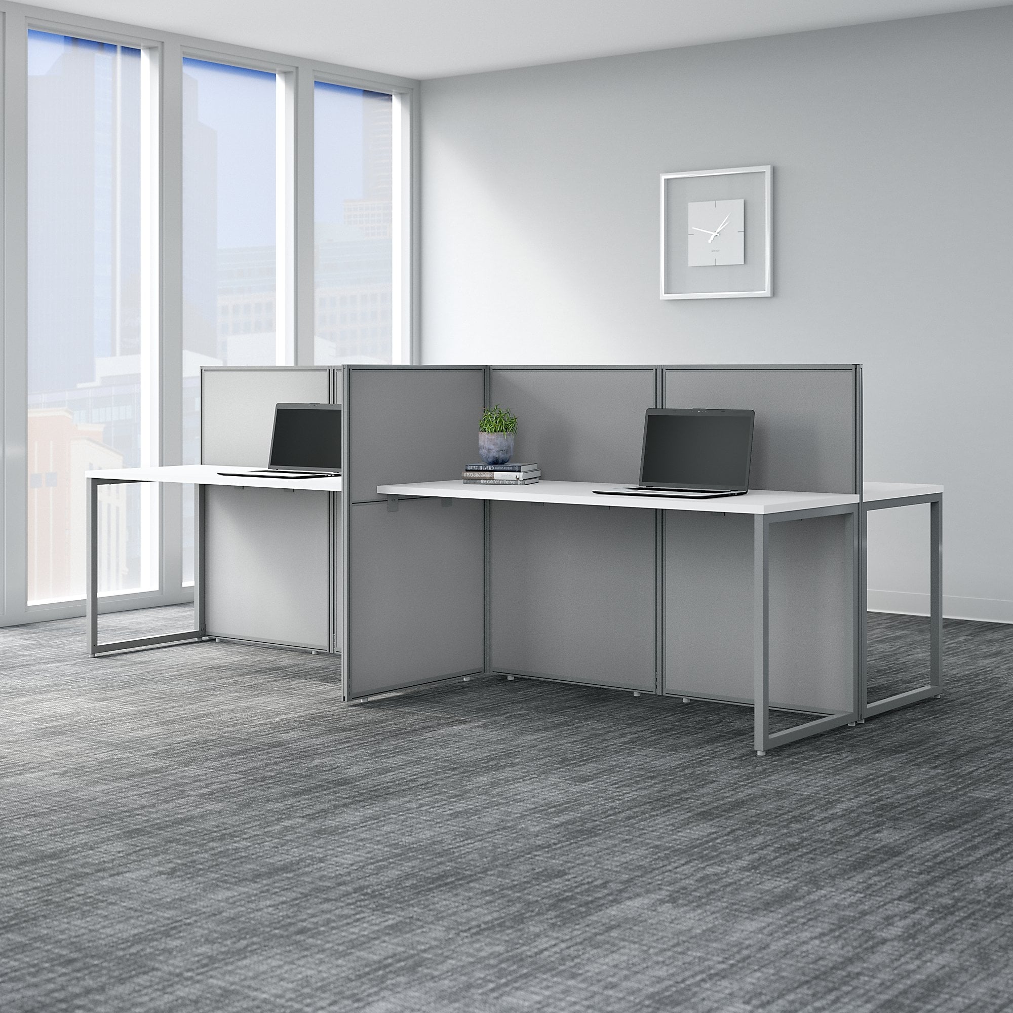Bush Business Furniture Easy Office 60W 4 Person Straight Desk Open Office
