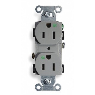 Receptacle: Duplex, 5-15R, 15 A, 125V AC, Gray, 2 Poles, Screw ...