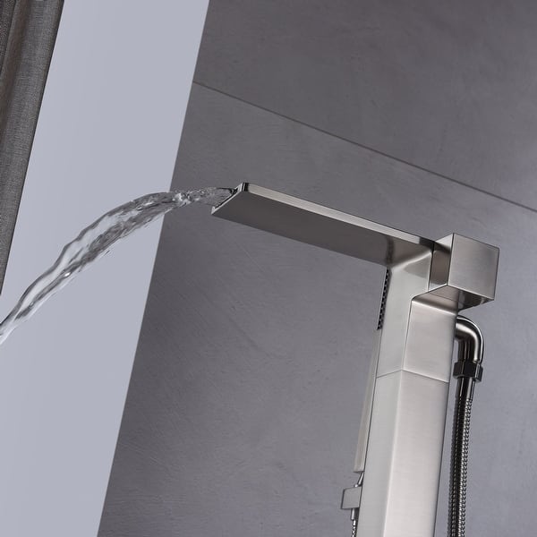 brushed nickel waterfall floor mount tub filler free standing - 8' x 10 ...