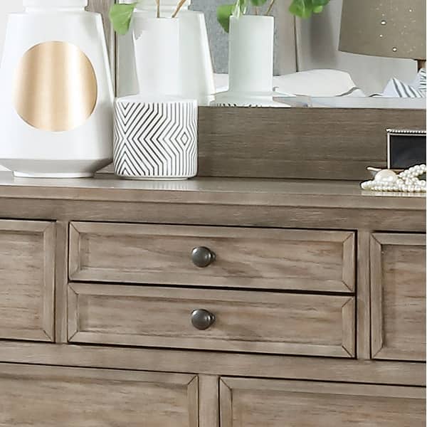 Banister Transitional Warm Grey 58-inch Wide Wood 8-Drawer Dresser by ...